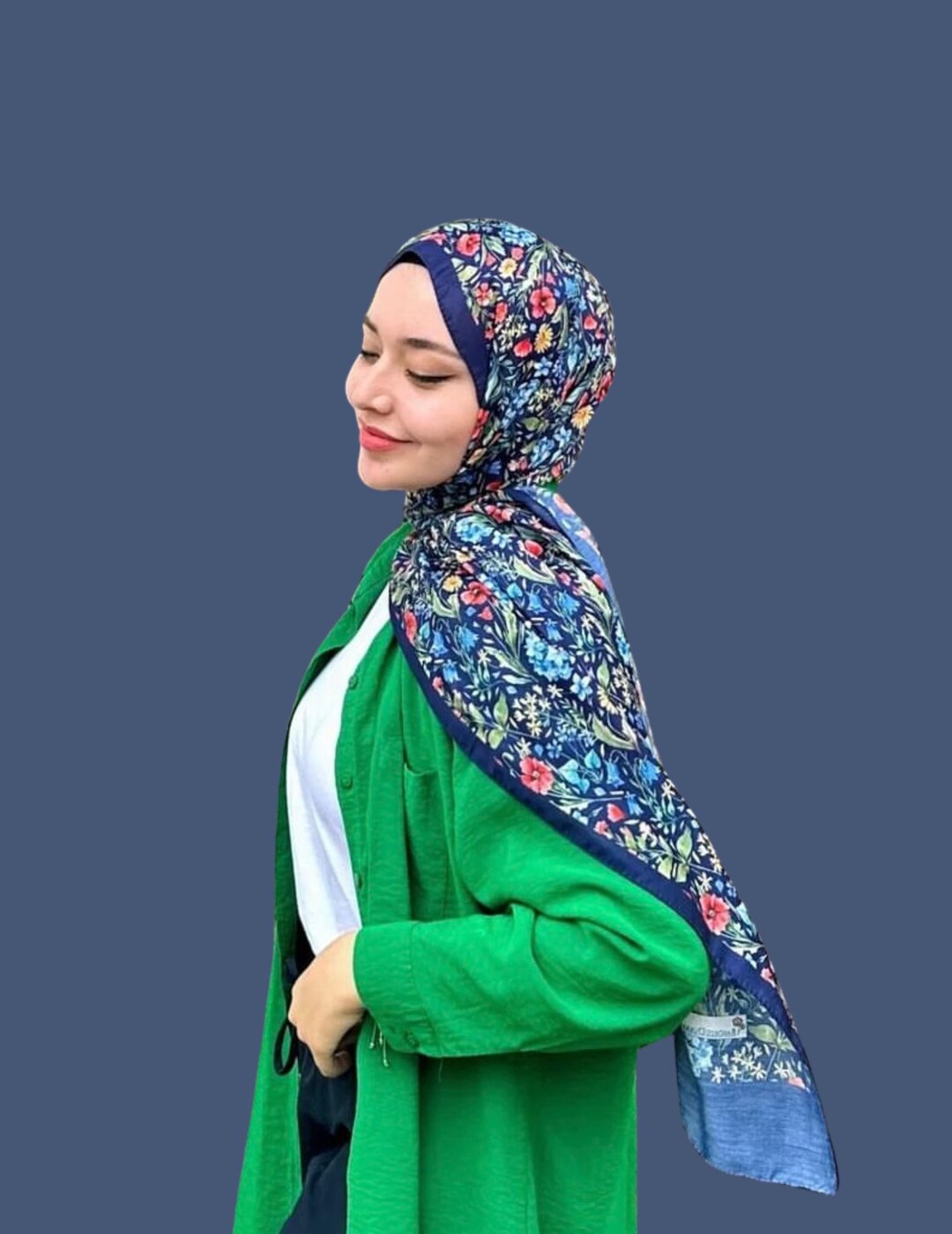 Soft Cotton Hijab Rectangle Scarf Islamic Head Covering Poppy Print in ...