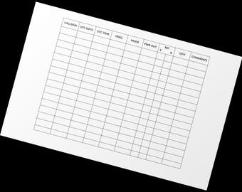 HAM RADIO Log Book, Printable Contact Sheet, Instant Download, Digital ...