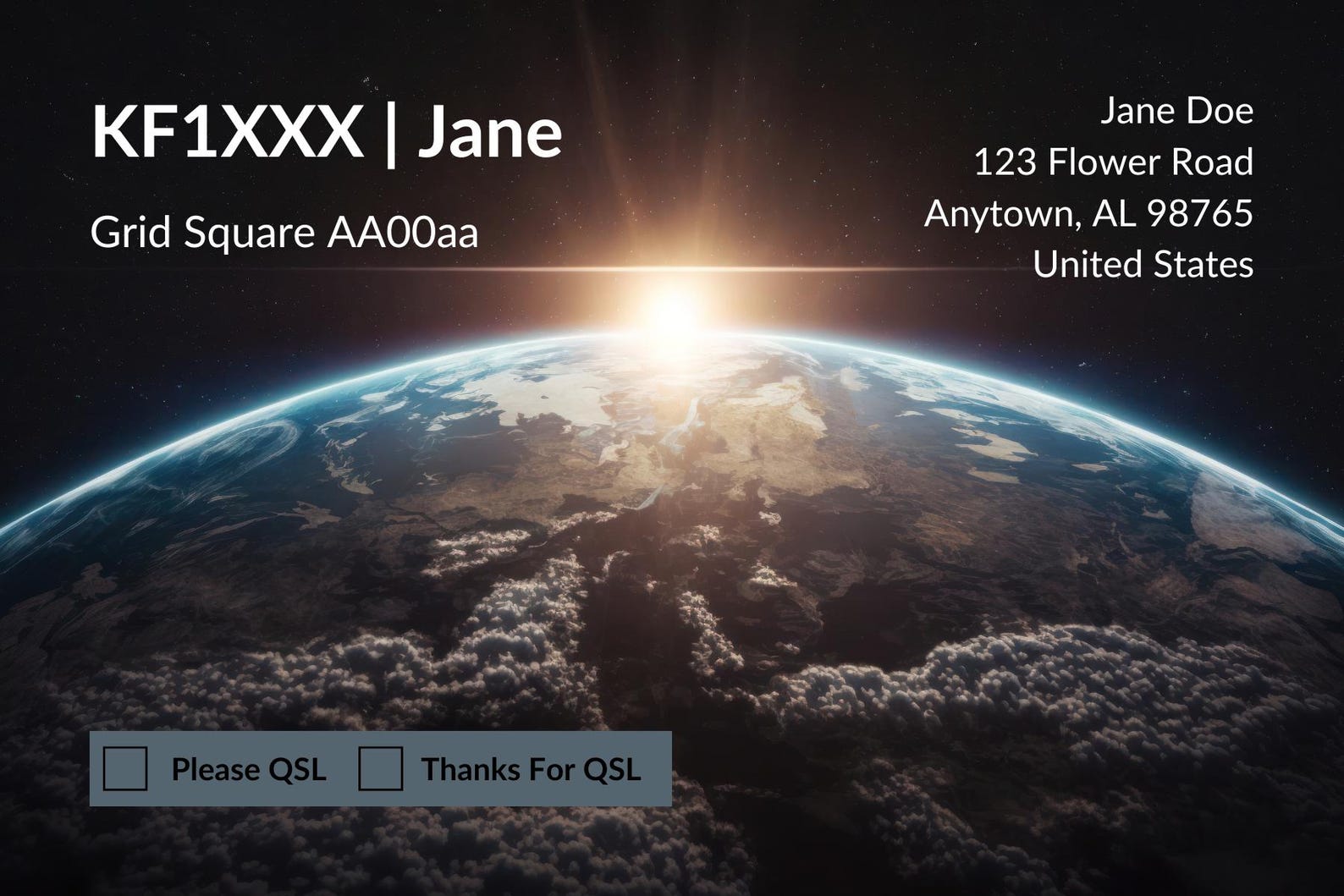 Ham Radio QSL Card Template: Earth Design (canva Digital Template 6x4in ...