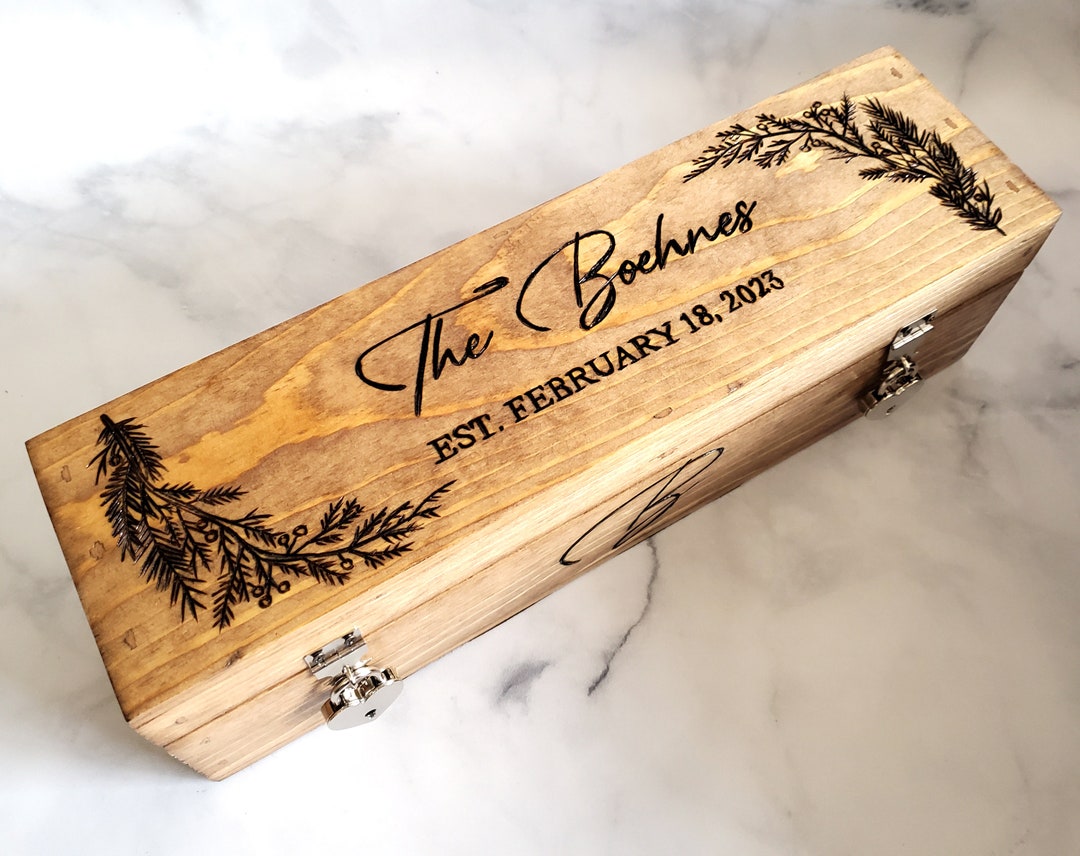 Personalized Wine Box for Wedding Ceremony - Custom Winter Design, Love ...