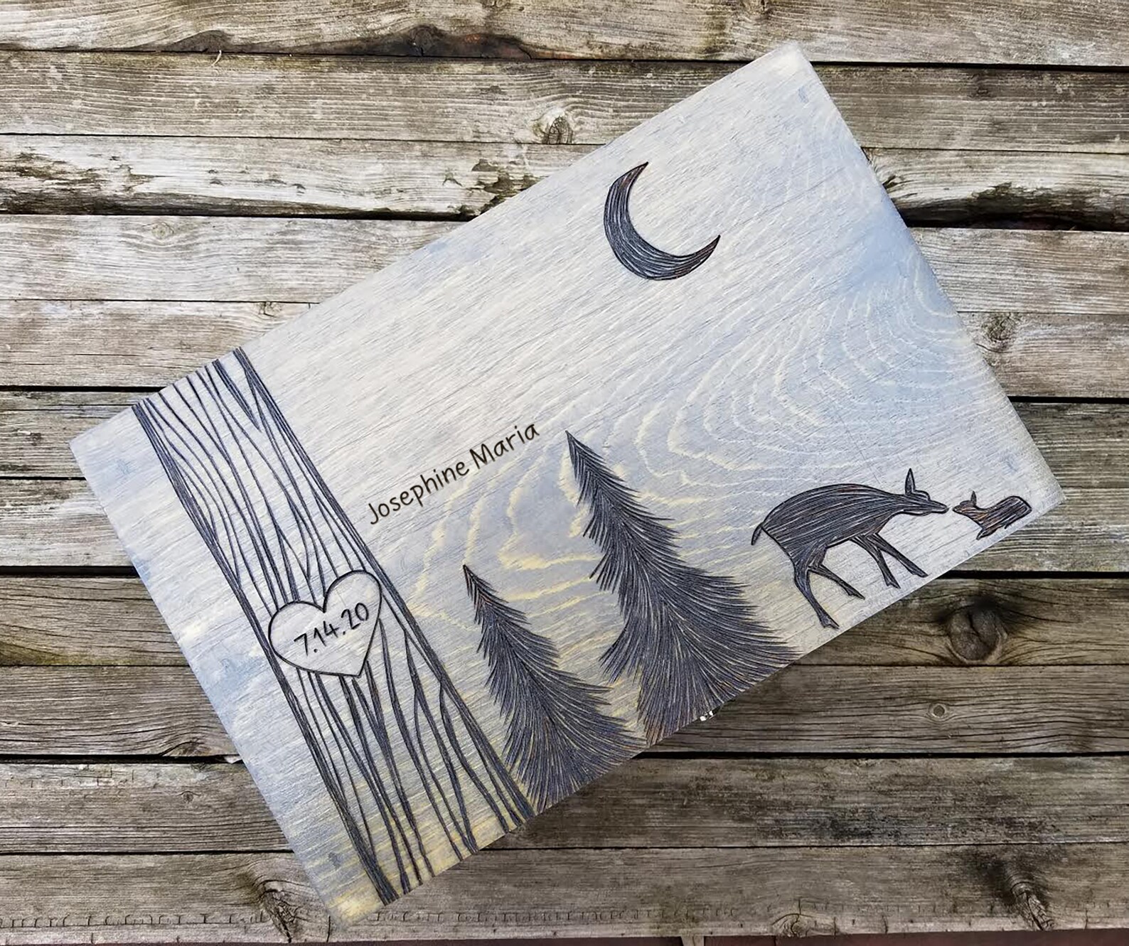 Baby Keepsake Memory Box - Woodland Design, Personalized Baby Gift ...