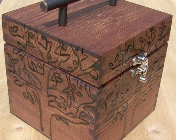 Wooden Box Bag Large Wood Burned Tree OOAK - Etsy
