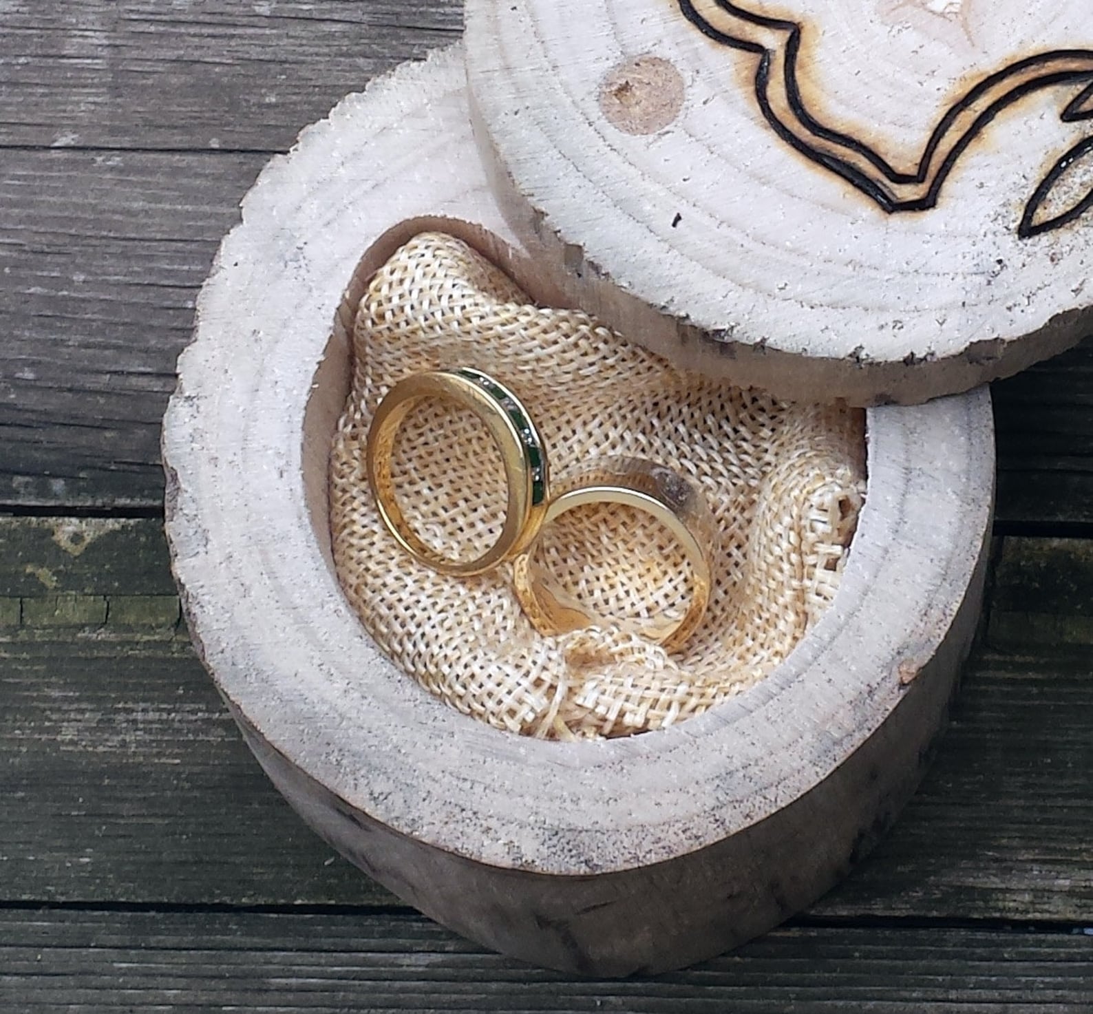 Rustic Wooden Wedding Ring Box Personalized Tree With Heart - Etsy