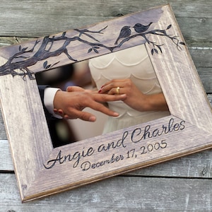 Love Birds Wooden Picture Frame, Custom Wedding Photo Frame ...