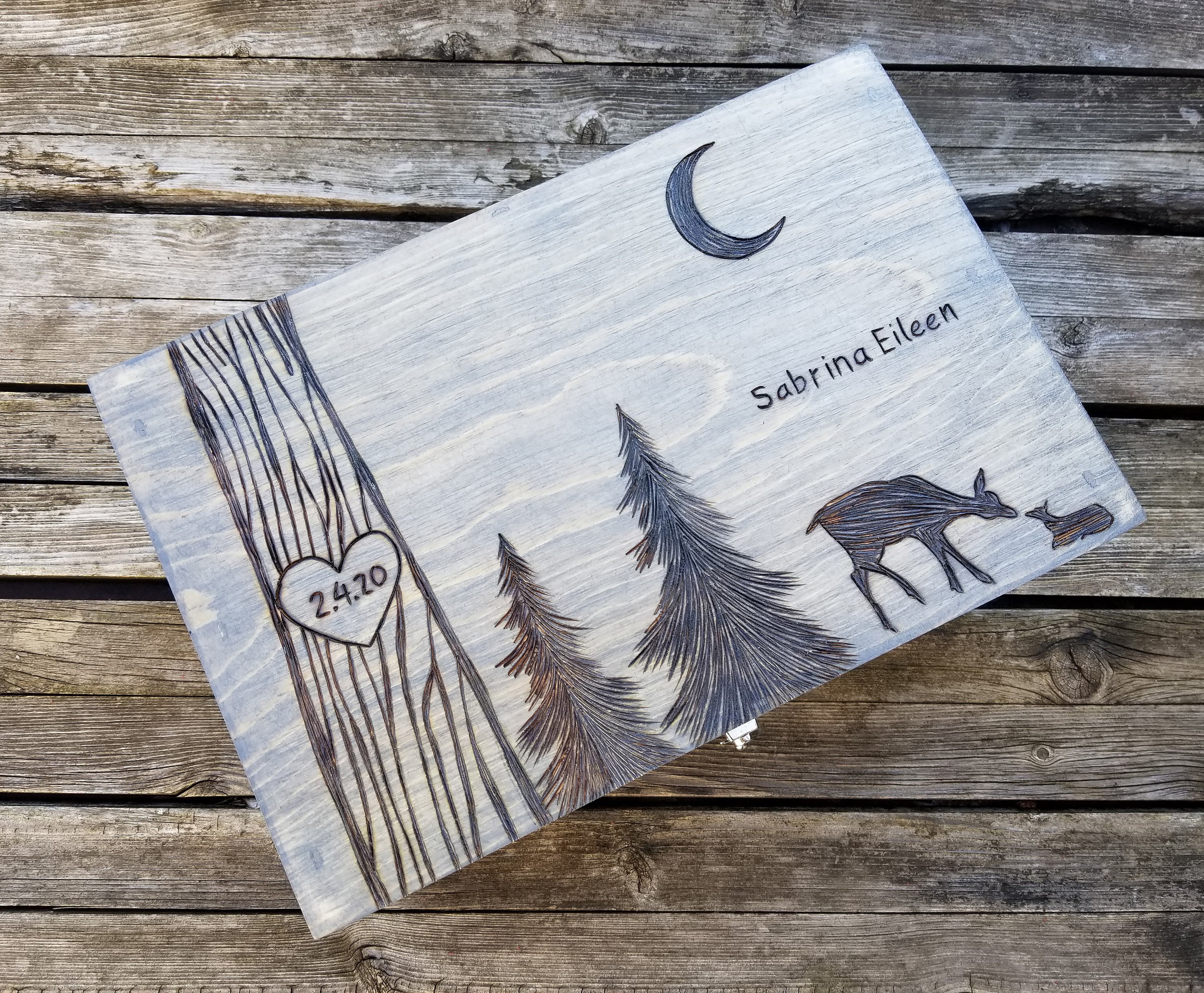 Baby Keepsake Memory Box - Woodland Design, Personalized Baby Gift ...