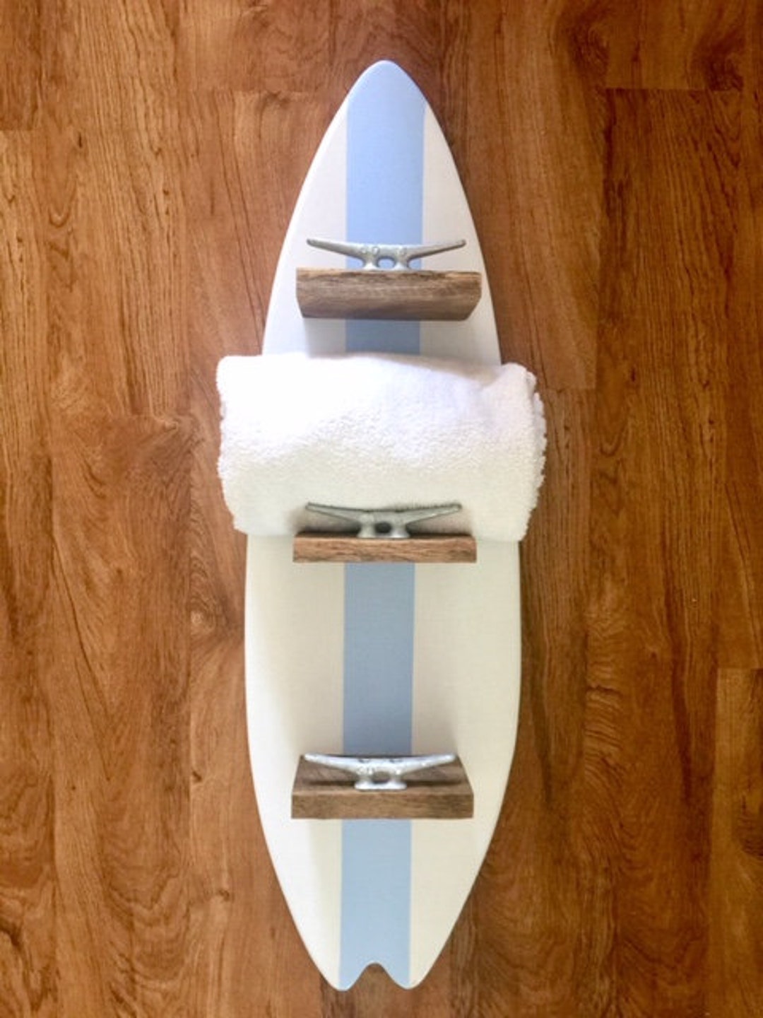 Surfboard Towel Rack: Coastal Bathroom Decor With Boat Cleats - Etsy
