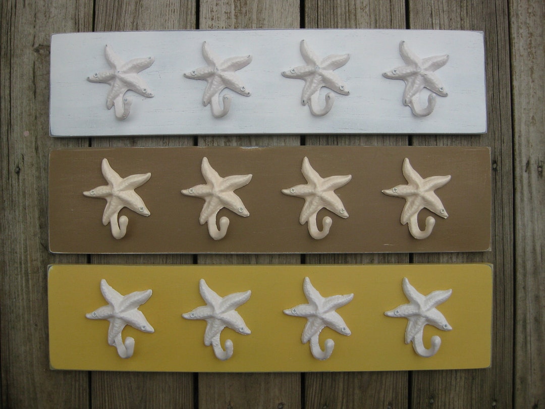 Beach Home Decor Sand Dollar Hooks Starfish Seahorse Beach Towel Rack ...
