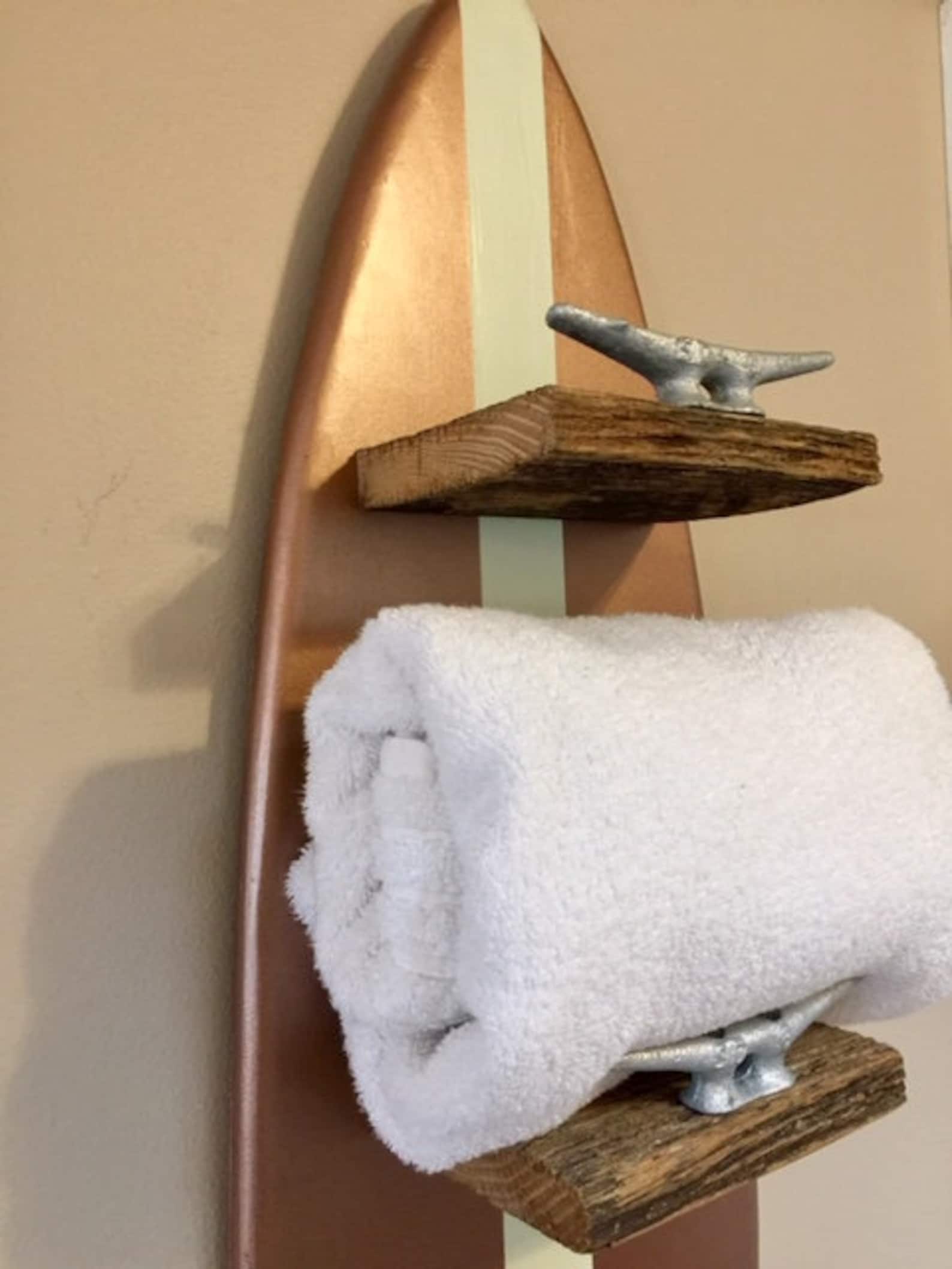 Surfboard Towel Rack Barn Wood Shelf Best Seller Coastal Decor | Etsy