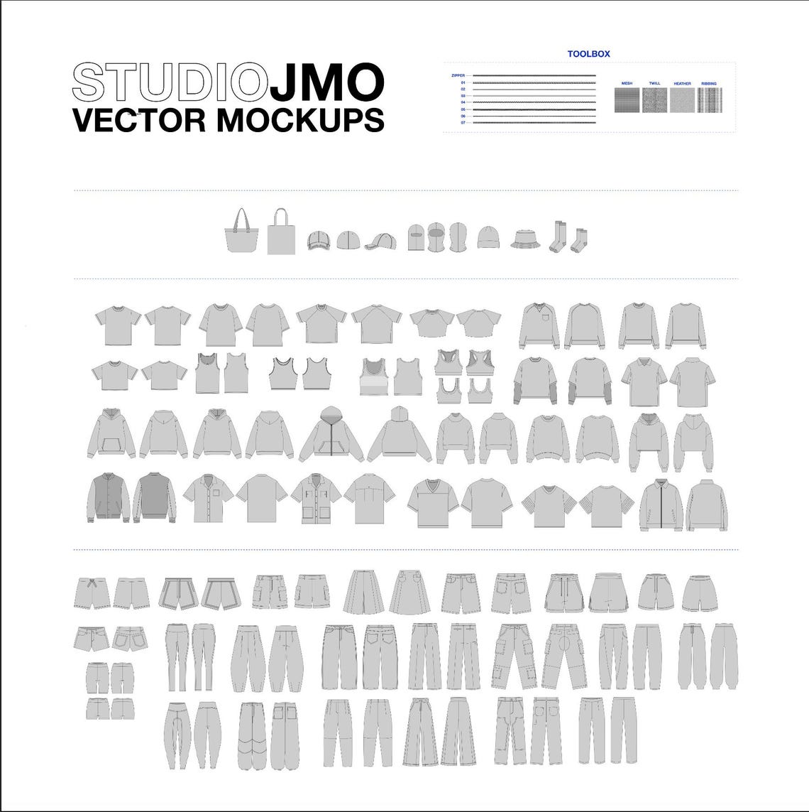Streetwear Clothing Vector Mockup Pack Techpack Mockups Clothing Brand ...