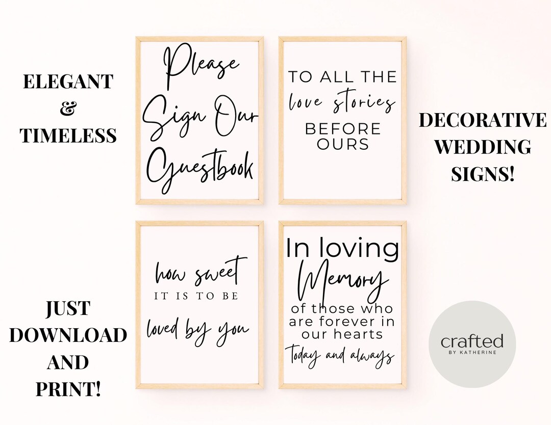 DIGITAL DOWNLOAD Black & White Wedding Signs for Dessert Table, in ...