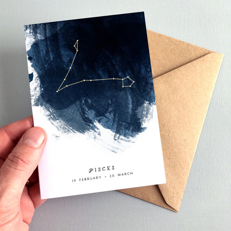 Pisces Constellation Zodiac Star Sign Birthday Card 19 - Etsy