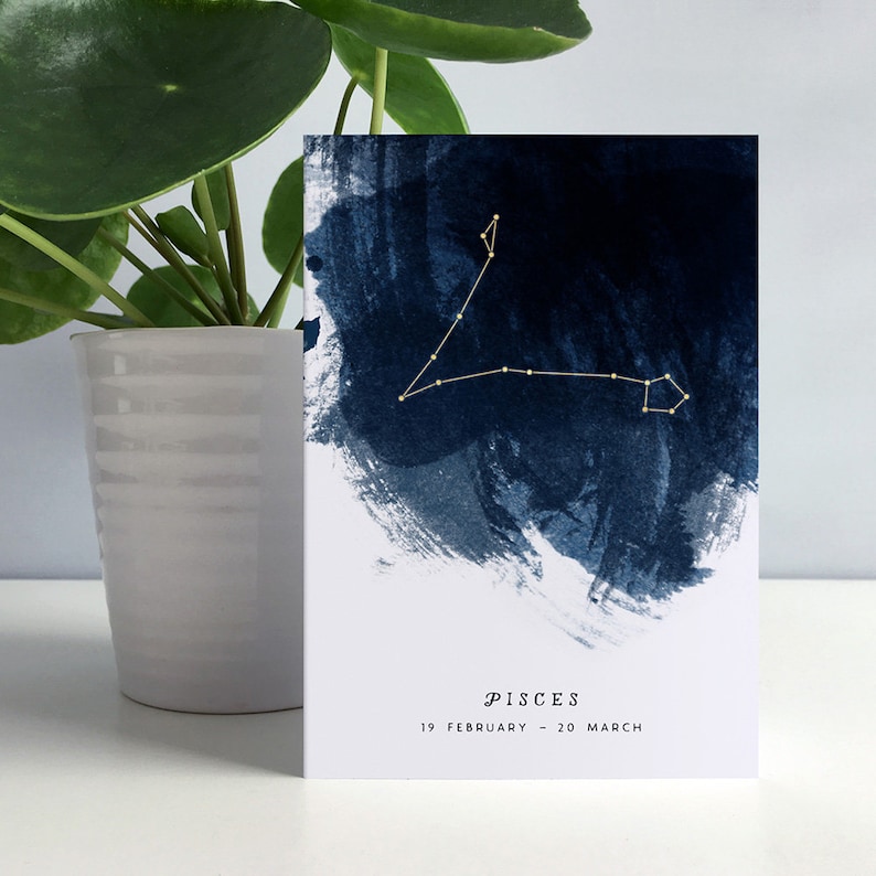 Pisces Constellation Zodiac Star Sign Birthday Card 19 - Etsy