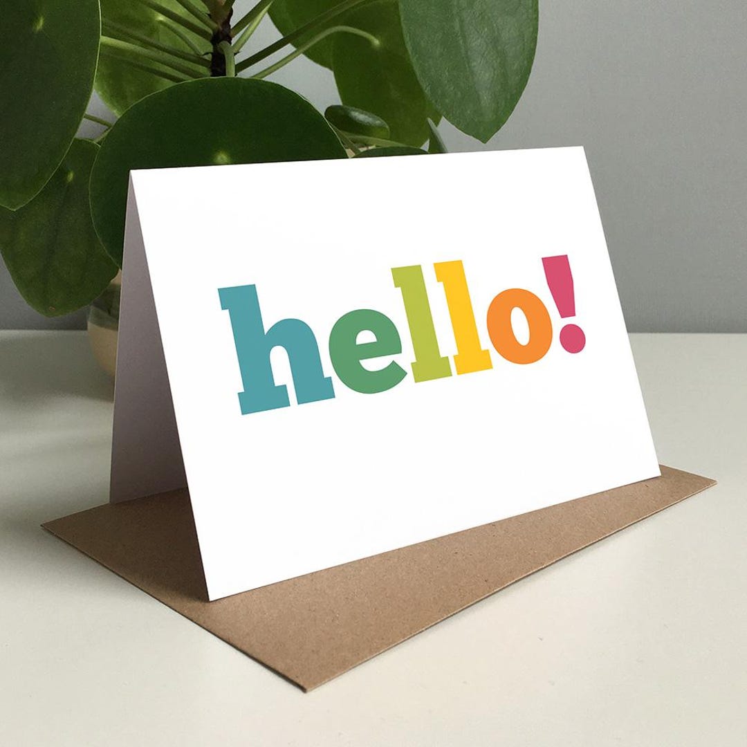 Hello - Set of 8 Colourful Greeting Cards - Etsy