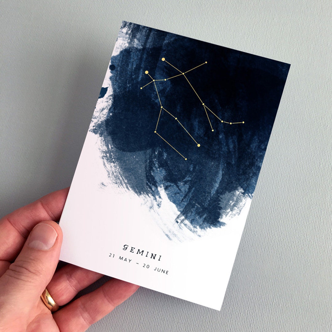 Gemini Constellation Zodiac Star Sign Birthday Card 21 May – 20 June - Etsy
