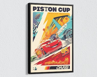 Set of 3 Movie Poster Cars Movie Poster Piston Cup Disneyland Home ...