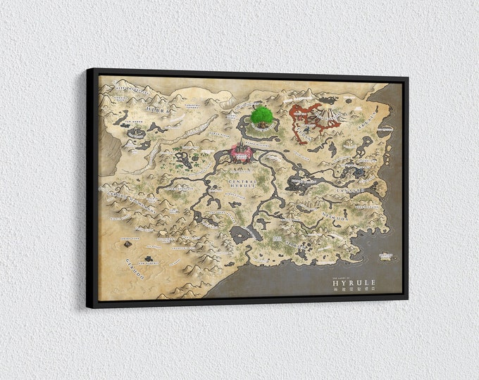 Map of Hyrule Canvas, Hyrule Map From the Legend of Zelda Poster ...