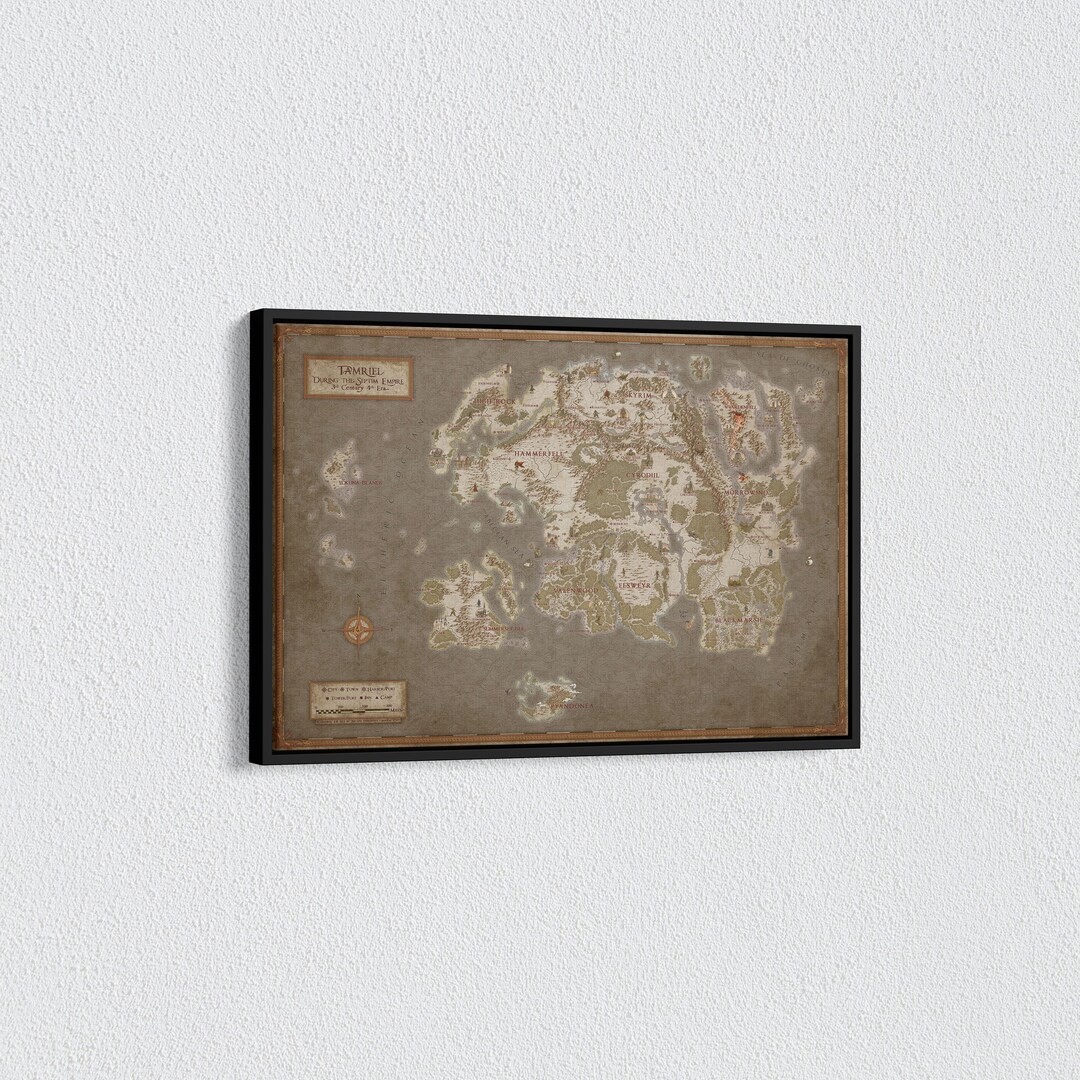 Tamriel World Map Canvas, Tamriel Map From the Elder Scrolls Online ...