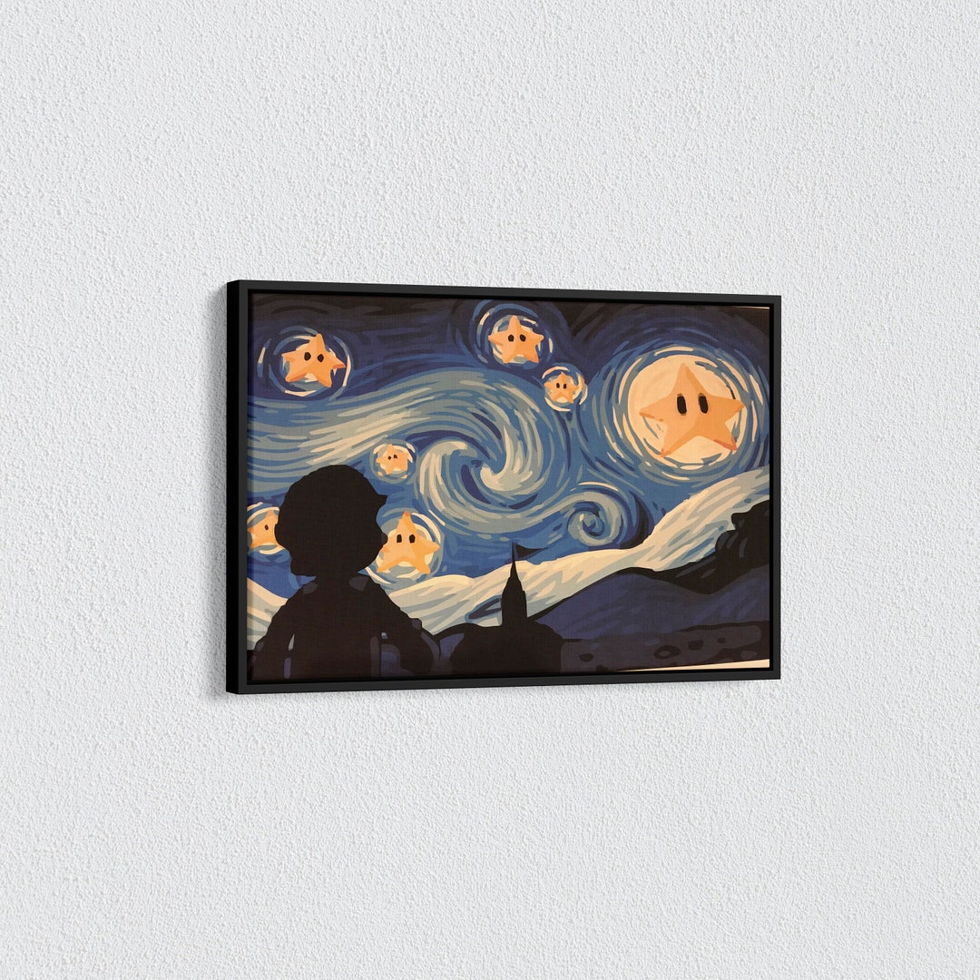 Mario Bros Starry Night Canvas, Vincent Van Gogh Starry Night Poster ...