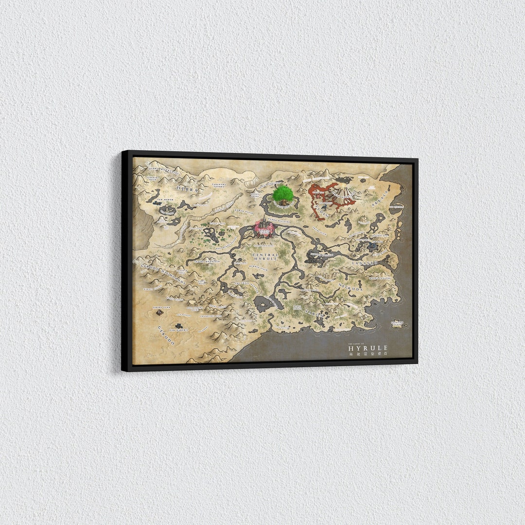 Map of Hyrule Canvas, Hyrule Map From the Legend of Zelda Poster ...