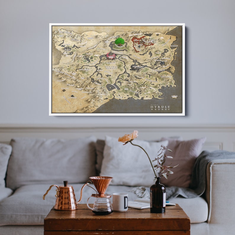 Map of Hyrule Canvas, Hyrule Map From the Legend of Zelda Poster ...