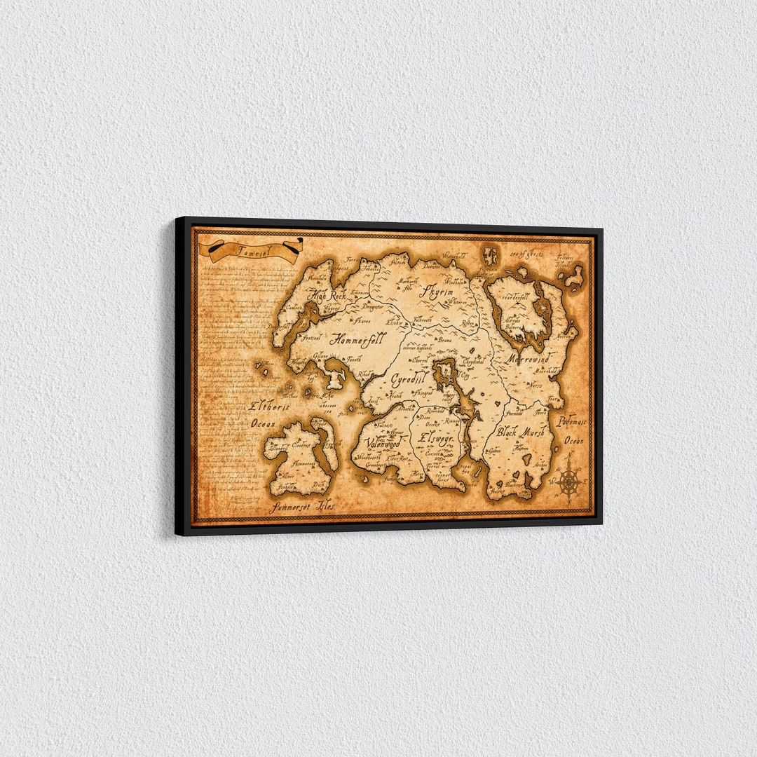 Tamriel Map Canvas, Skyrim Map Poster, Tamriel Map Canvas, the Elder ...