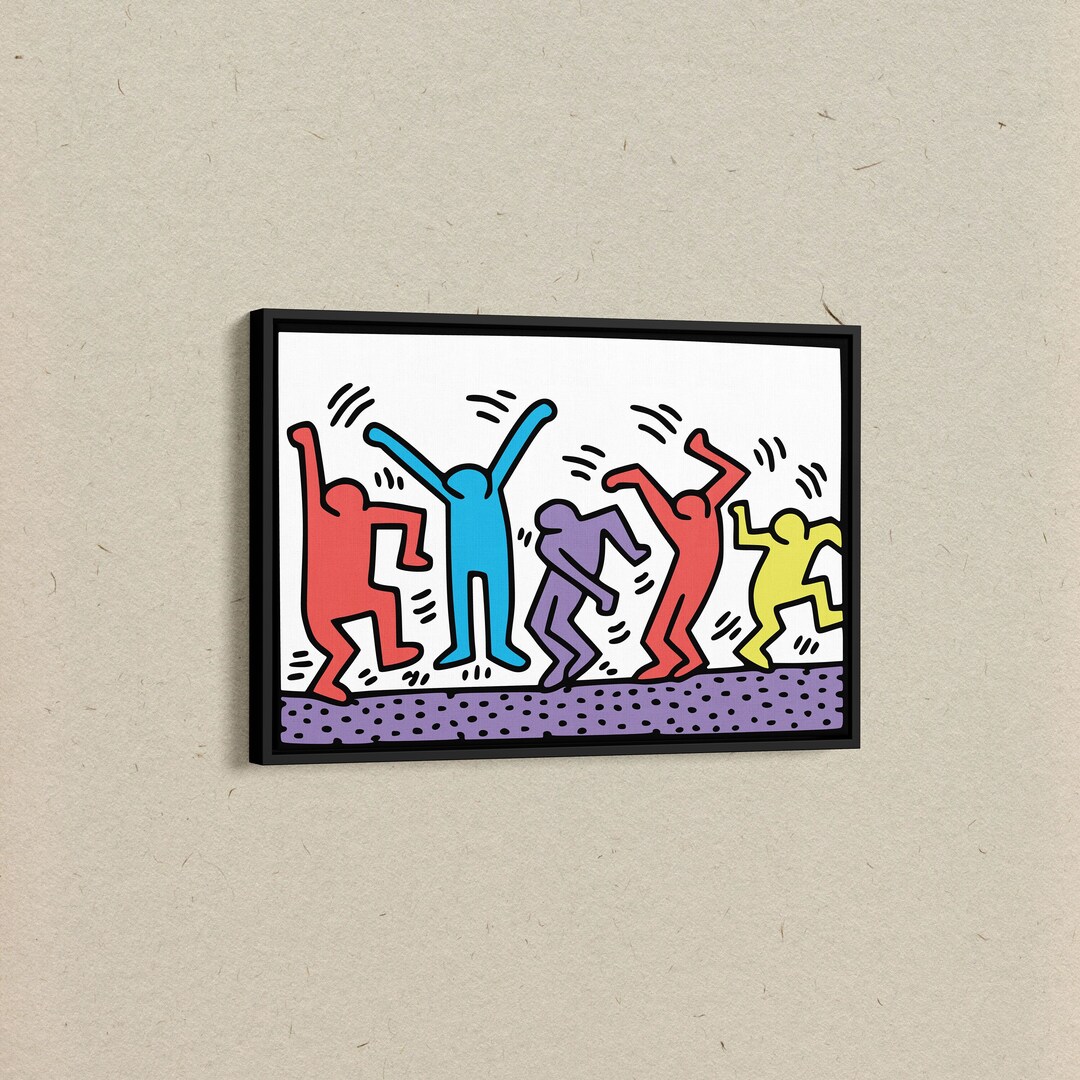 Keith Haring Dancer Poster, Keith Haring Dancing People Canvas, Rainbow ...