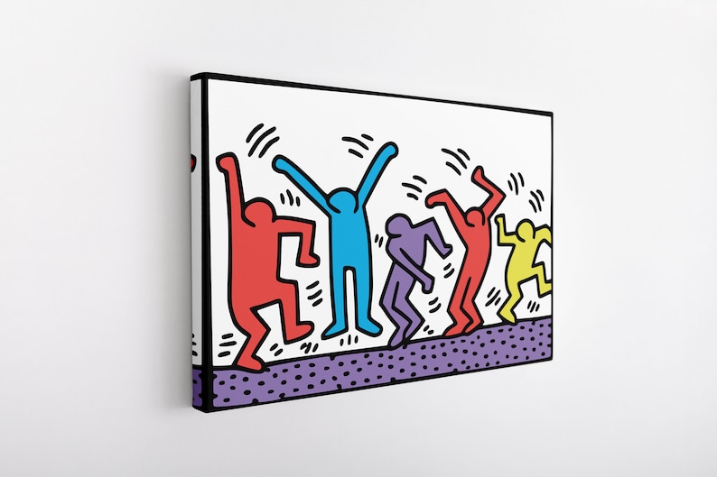 Keith Haring Dancer Poster, Keith Haring Dancing People Canvas, Rainbow ...