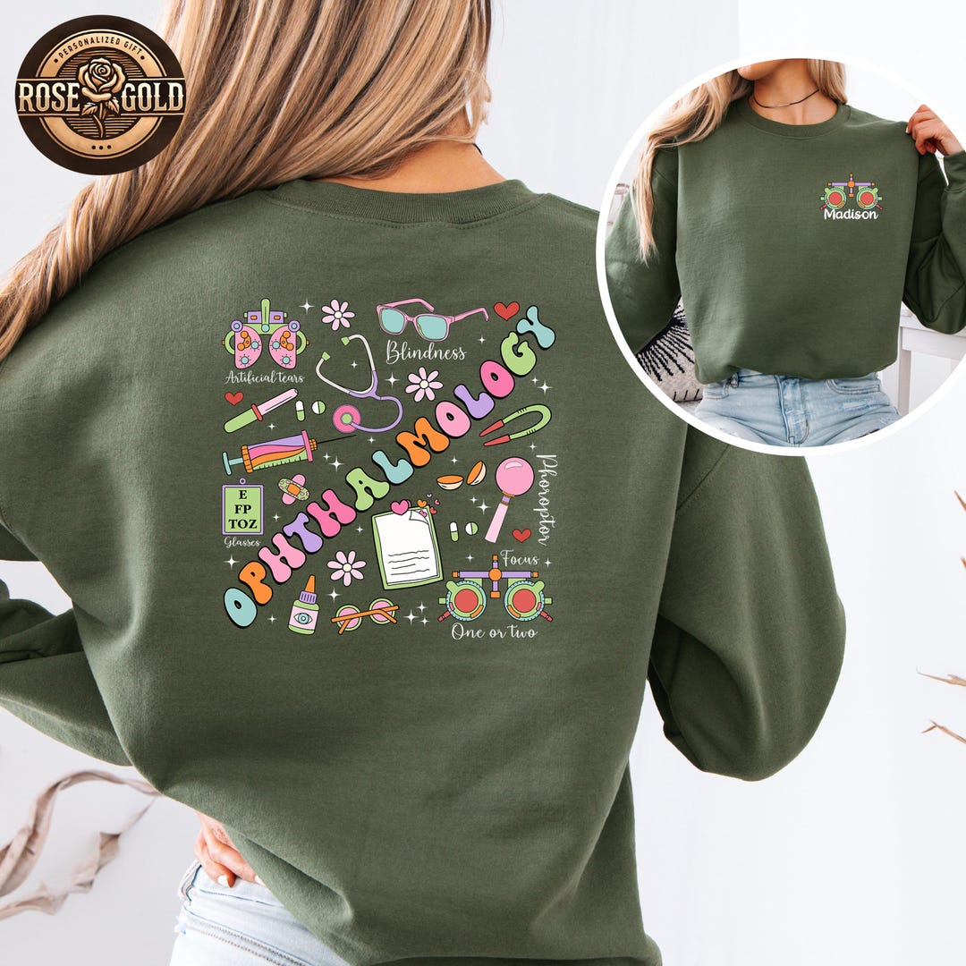 Custom Name Optometrist Sweatshirt, Personalized Ophthalmology Tshirt ...
