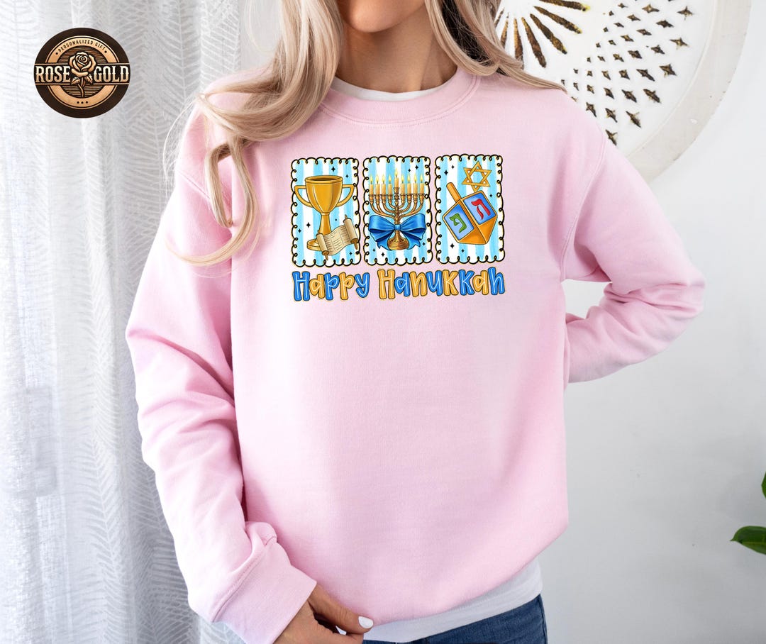 Happy Hanukkah Menorah Sweatshirt, Star of David Shirt, Religious ...