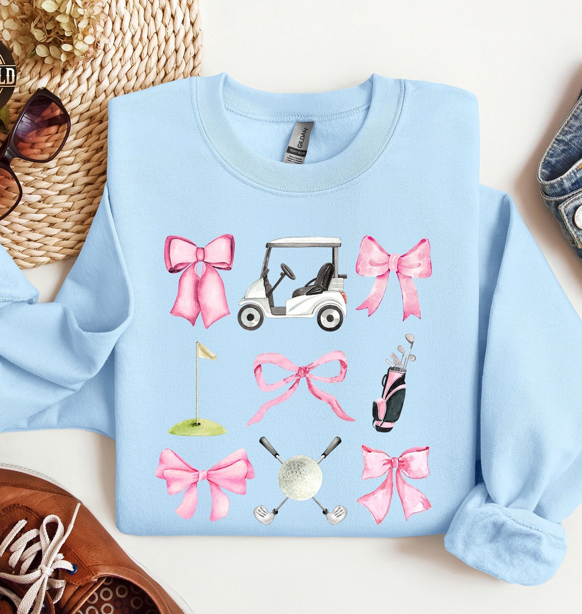 Coquette Golf Sweater, Golf Sweatshirt for Women, Pink Ribbon Golf ...