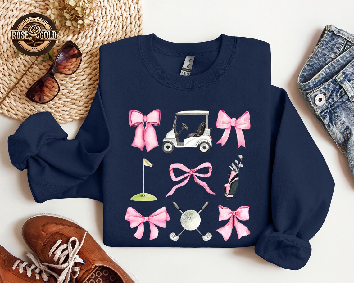 Coquette Golf Sweater, Golf Sweatshirt for Women, Pink Ribbon Golf ...