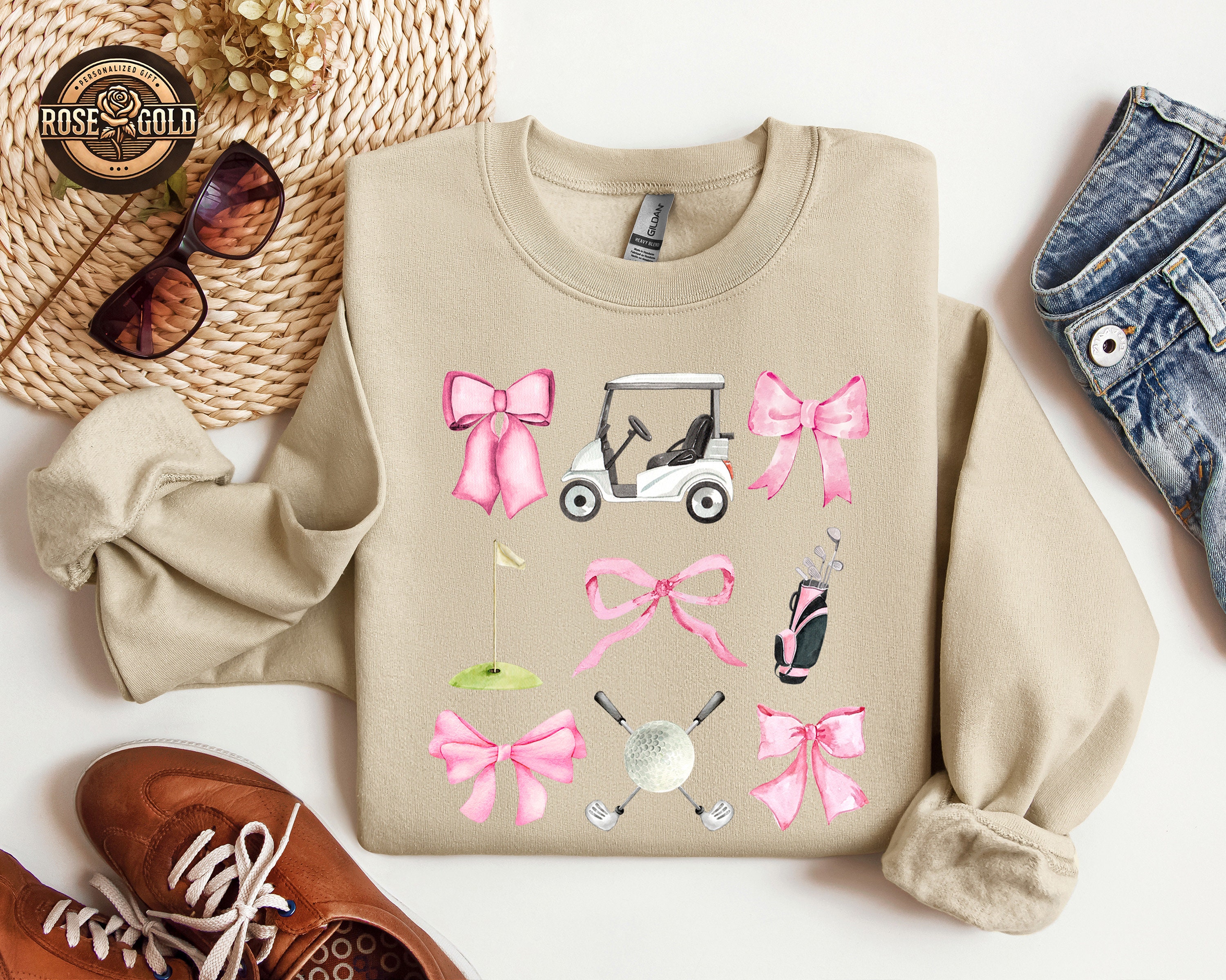 Coquette Golf Sweater, Golf Sweatshirt for Women, Pink Ribbon Golf ...