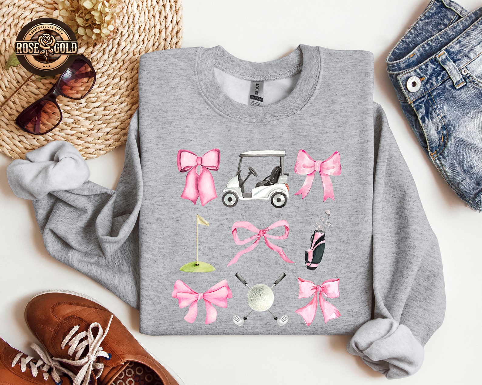 Coquette Golf Sweater, Golf Sweatshirt for Women, Pink Ribbon Golf ...