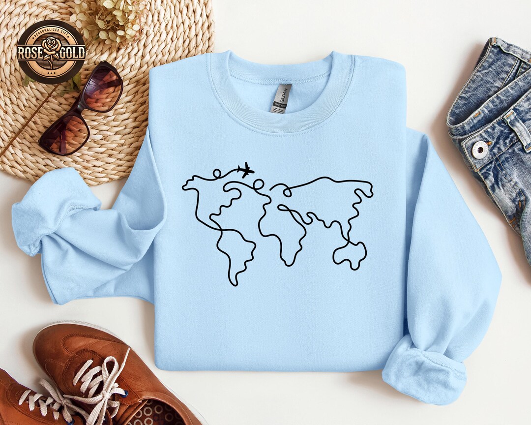 Travel & World Map Sweatshirt, Adventure Sweatshirt, Unisex Sweatshirt ...