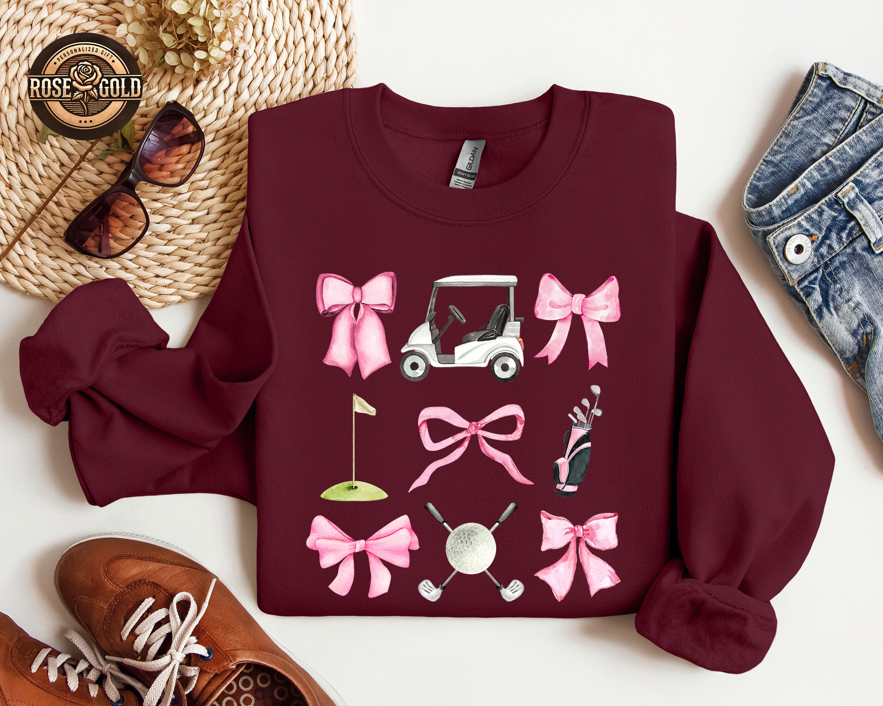 Coquette Golf Sweater, Golf Sweatshirt for Women, Pink Ribbon Golf ...