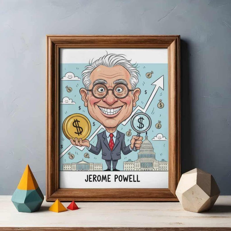 Jerome Powell Cartoon and Caricature Bundle, Federal Reserve Chairman ...