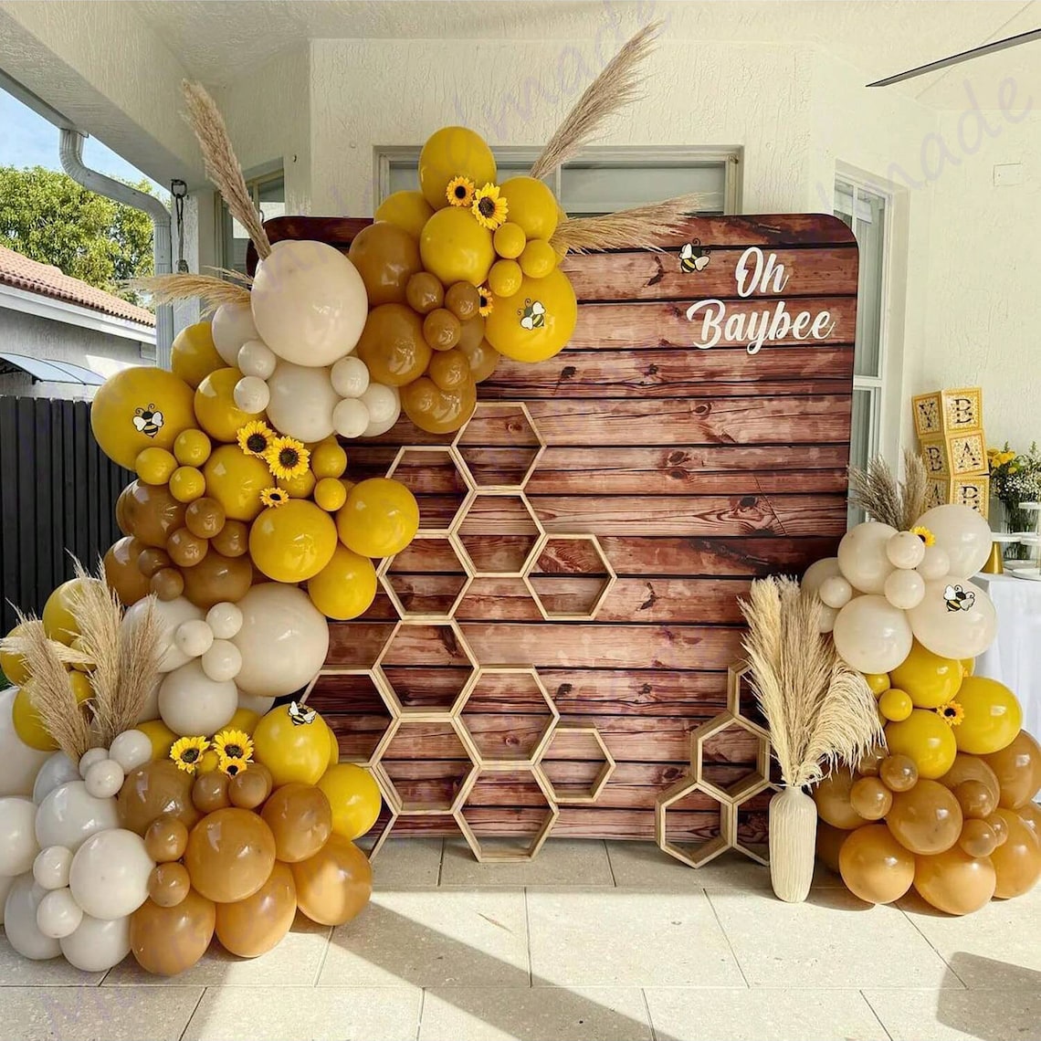 129pcs Bee Balloon Arch Kit Mustard Yellow Sand White Brown Balloons for Bee Baby Shower Gender ...