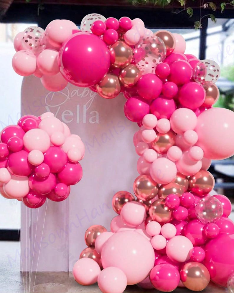 116pcs Hot Pink Rose Gold Balloons Garland Arch Kit Birthday Party ...