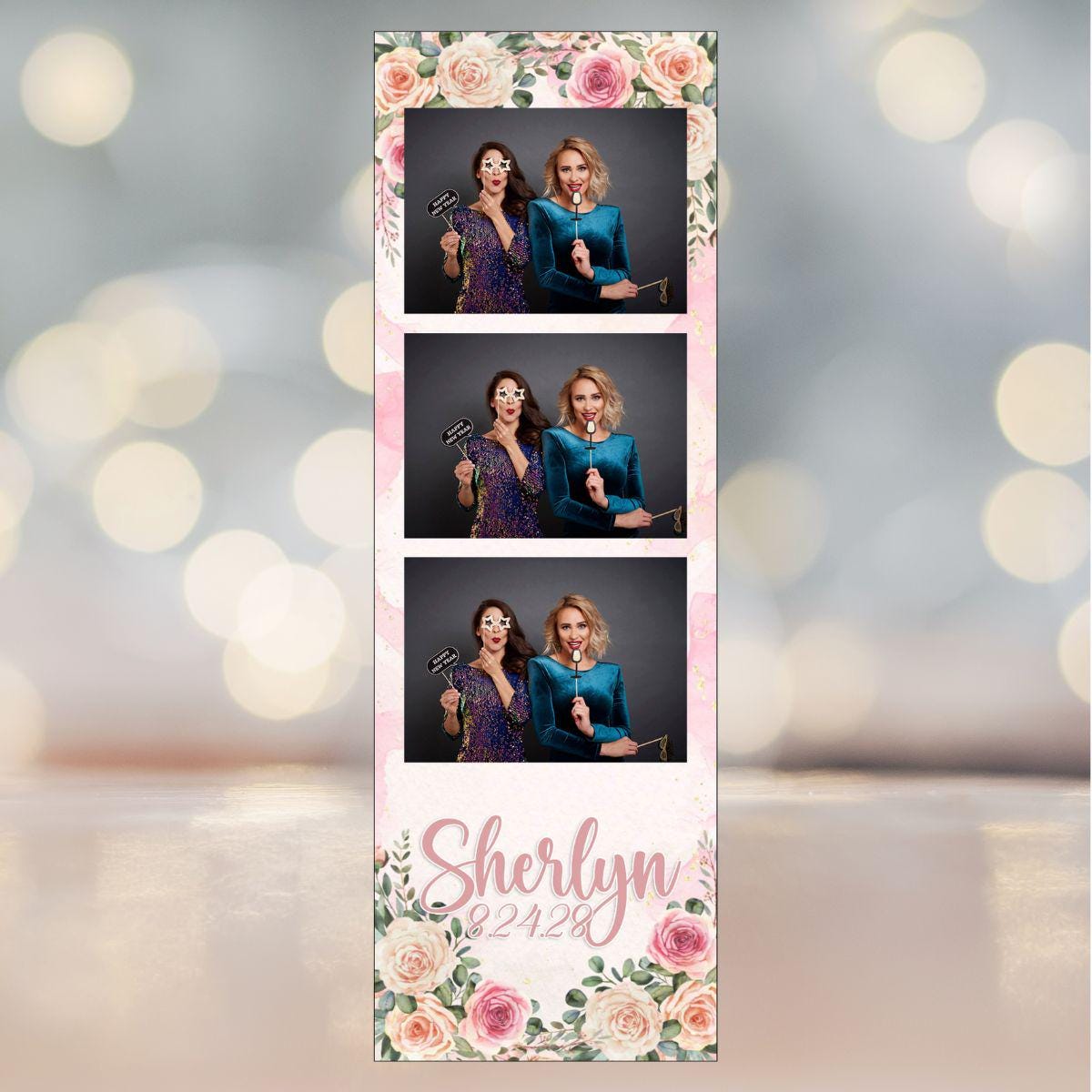 Pink Flowers Photo Booth Template - Etsy