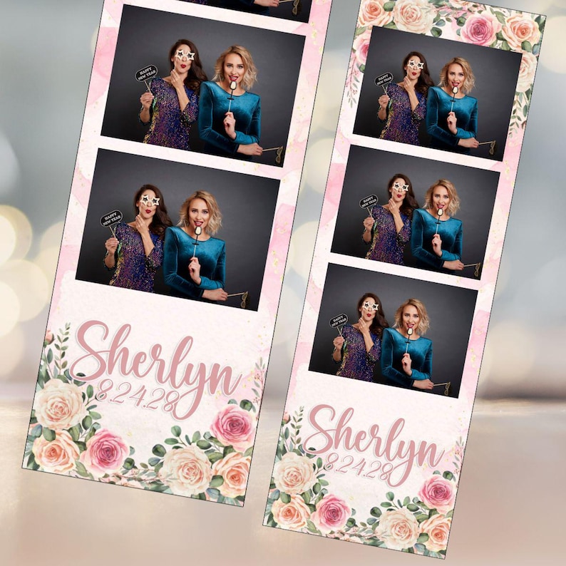 Pink Flowers Photo Booth Template - Etsy