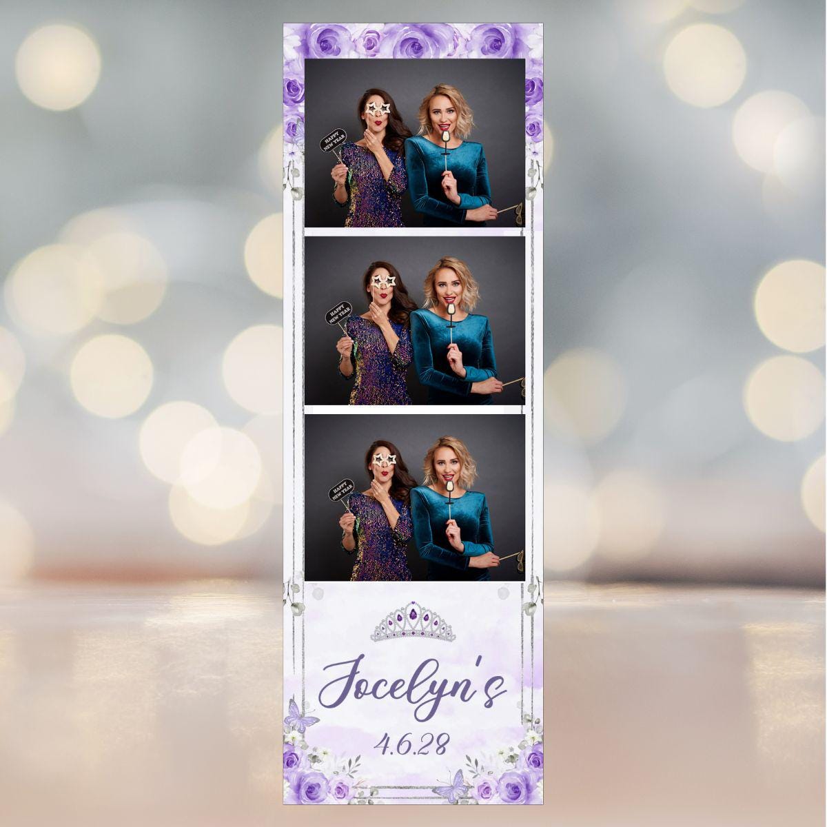 Purple Flowers and Butterflies Photo Booth Template - Etsy