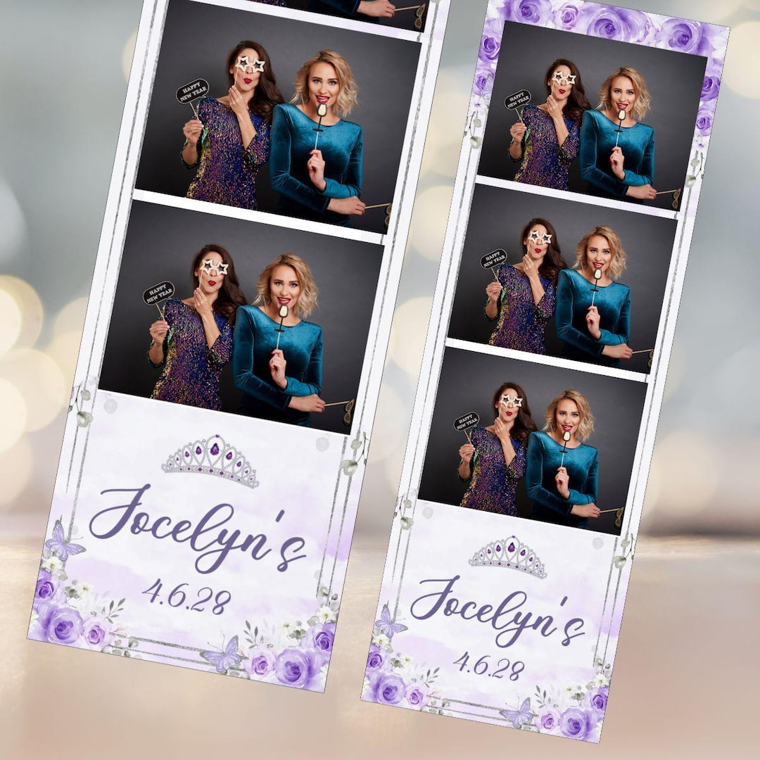 Purple Flowers and Butterflies Photo Booth Template - Etsy