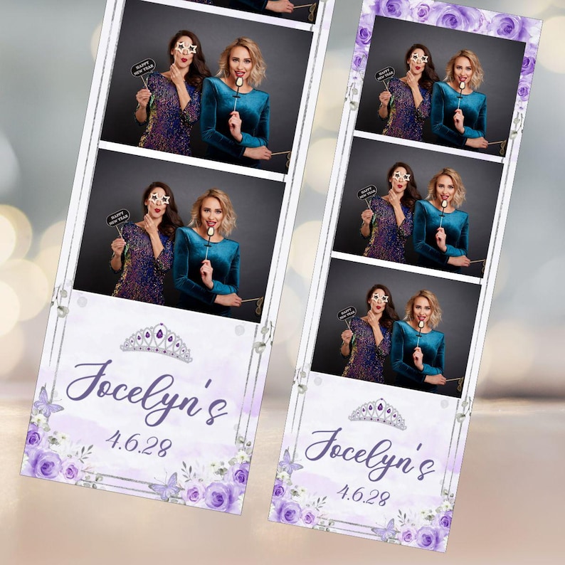Purple Flowers and Butterflies Photo Booth Template - Etsy