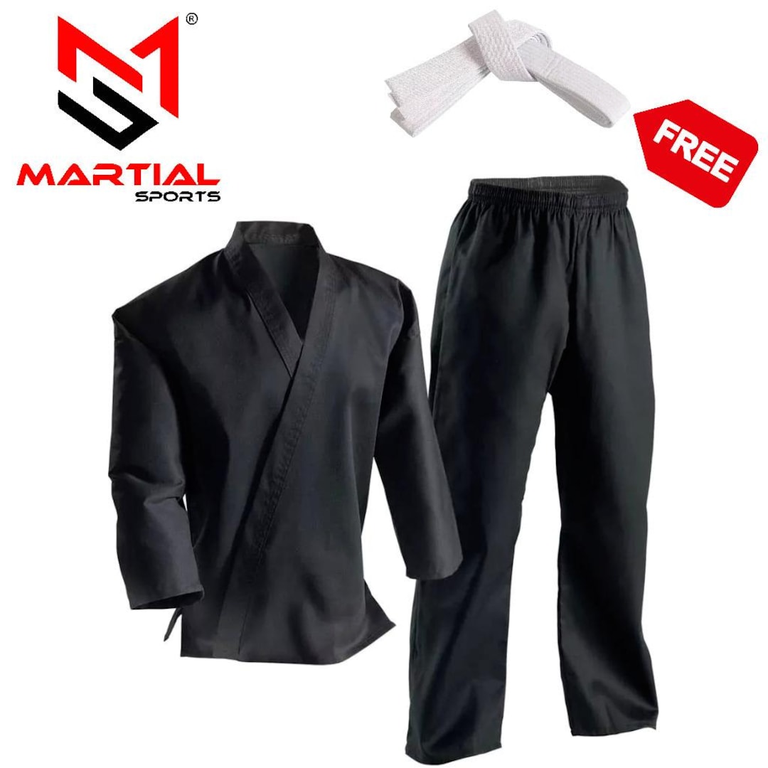 Martial Sports Lightweight Black Karate Gi 8-oz Free Belt Free Shipping ...
