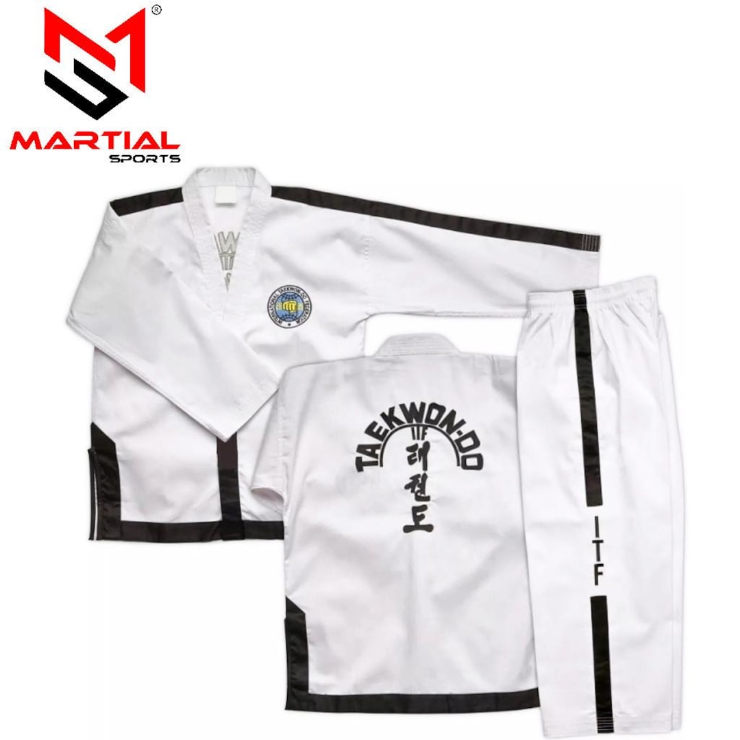 Martial Sports ITF Master Taekwondo Uniform Gi With Black Stripes, Free ...