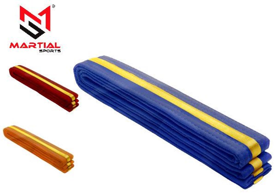 Martial Sports Double Wrap Gold Striped Belts for Karate/taekwondo Free ...