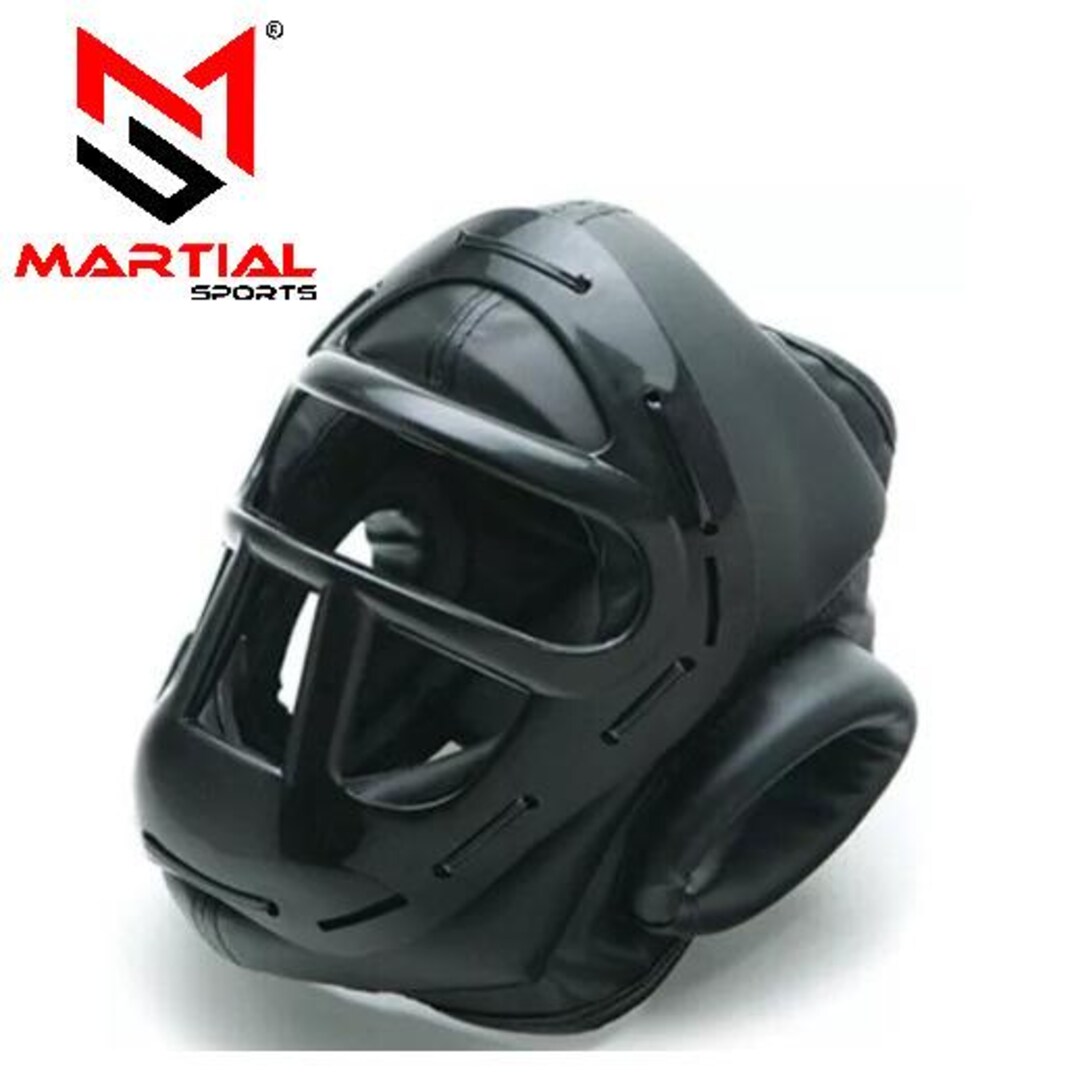 Martial Sports Black Caged Head Gear for Boxing/karate/taekwondo Free ...