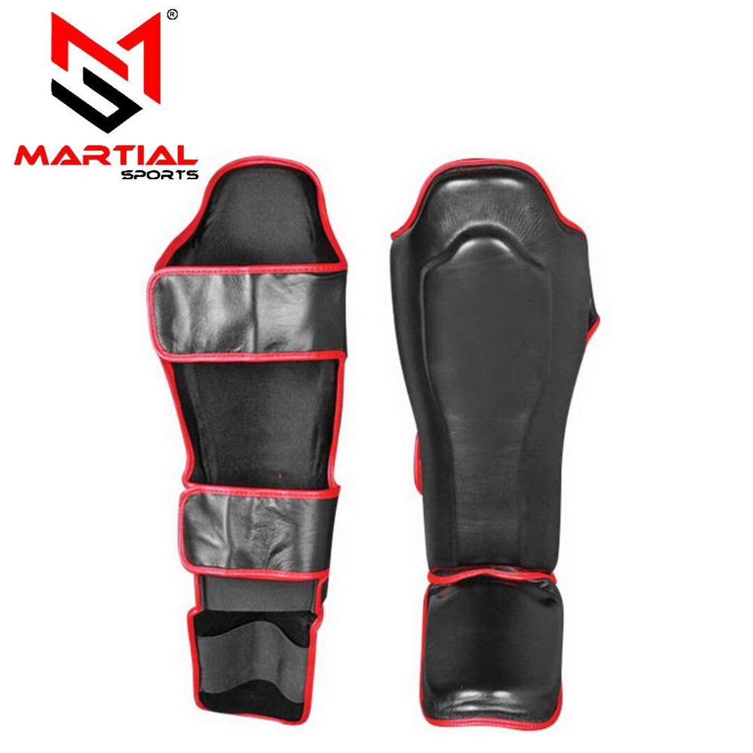 Martial Sports Armored Shin Instep Guards for Boxing/mma Black/red Free ...