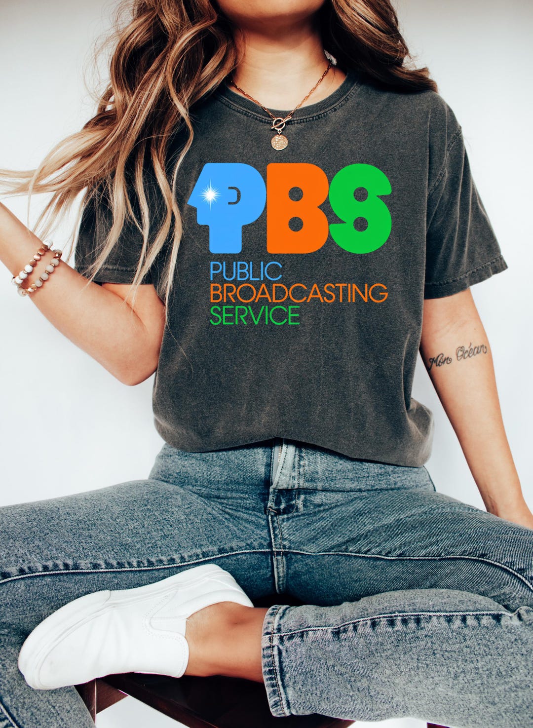 Protect PBS Logo T-shirt, Retro Public Broadcasting Service Tee 70s 80s ...