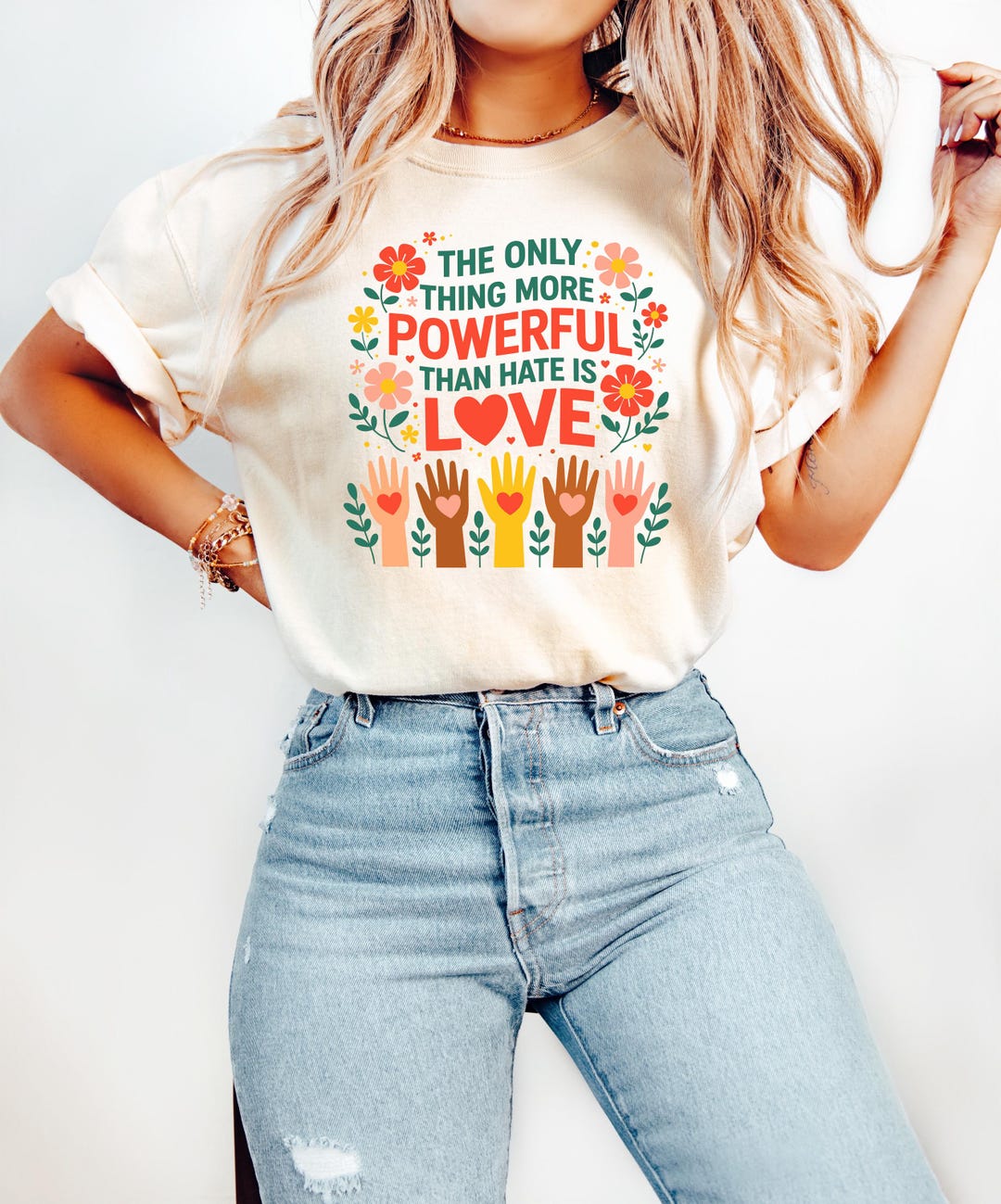 Love is More Powerful Than Hate Shirt, Unity Crewneck, Positive Message ...